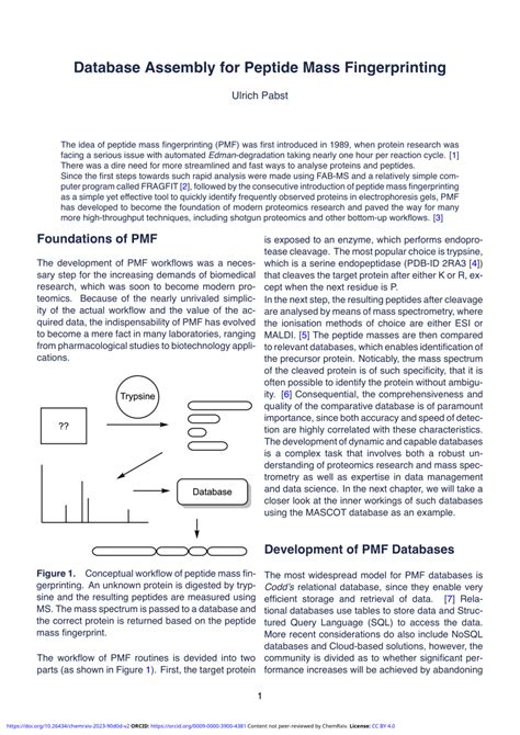 Pdf Database Assembly For Peptide Mass Fingerprinting