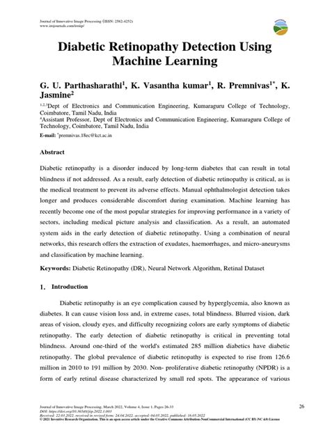 Diabetic Retinopathy Detection Iro Journals 4 1 3 Pdf Sensitivity And Specificity