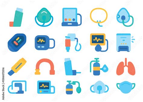 Breathe Medical And Health Devices Modern Flat Style Inhaler Oxygen Mask Spirometer