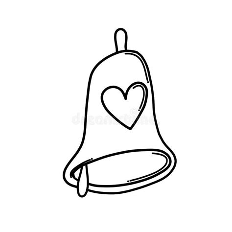 Campana Con Corazón Doodle Vector Icono Dibujo Boceto Ilustración