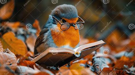 A Robin Reading A Book Stock Illustration Illustration Of Autumn