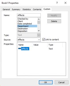 PDM Using Link To Content To Define Custom File Properties In Excel