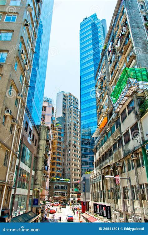 Vista Della Via In Chai Pallido Hong Kong Fotografia Editoriale