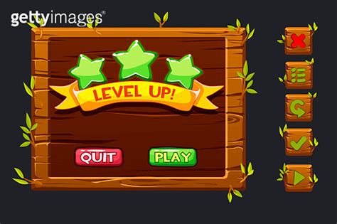Game Ui Kit Template Wooden Menu Of Graphical User Interface Gui And