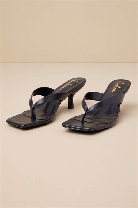 Black Sandals Kitten Heel Sandals High Heel Thong Sandals Lulus