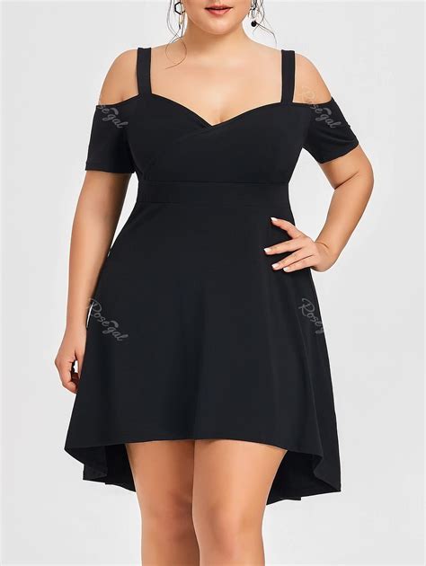 [31 Off] Plus Size Open Shoulder High Low Dress Rosegal