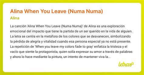 Significado de la canción Alina When You Leave (Numa Numa) (Alina) - LETRAS.COM