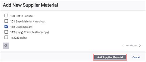 Add Material To A Supplier
