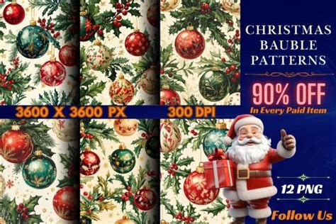 1 Retro Bauble Pattern Designs And Graphics