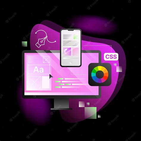 Premium Vector Design Application Illustration Pink Computer Desktop