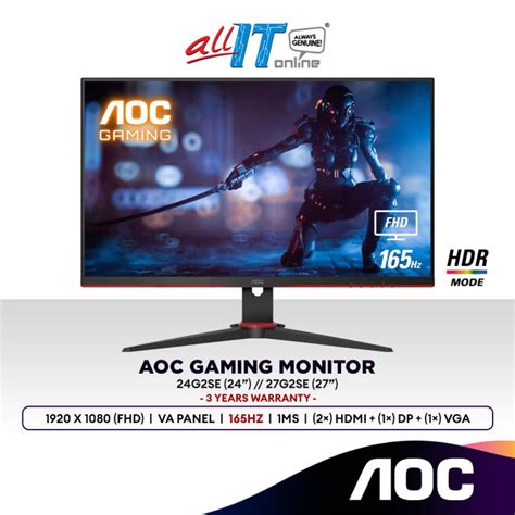 Aoc 24g2se 24 27g2se 27 Full Hd 165hz Hdr Gaming Monitor