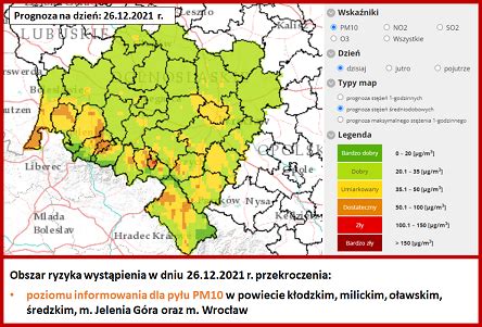 Ryzyko przekroczenia poziomu informowania dla pyłu PM10 LIFE