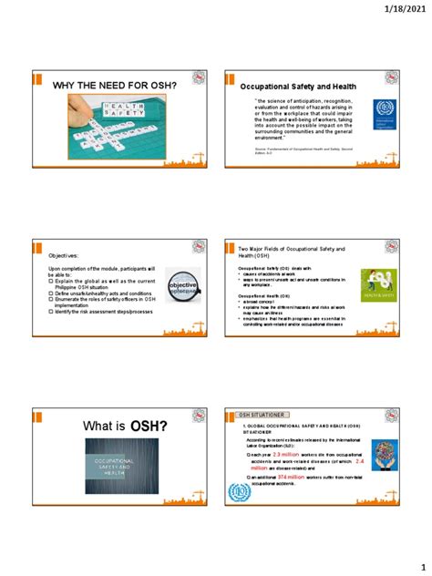 Module 1 Osh Framework Situationer Pdf Occupational Safety And