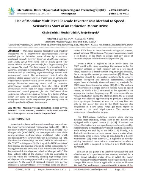 Use Of Modular Multilevel Cascade Inverter As A Method To Speed