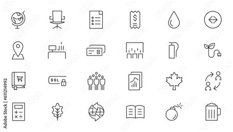 Set Of Thin Line Web Icon Set Simple Outline Icons Collection Pixel Perfect Icons Simple