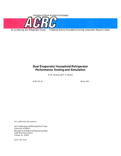 Pdf Dual Evaporator Household Refrigerator Performance Testing And