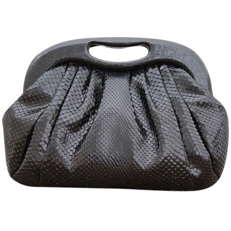 Pre Owned Nancy Gonzalez Python Crocodile Black Clutch Black Clutch