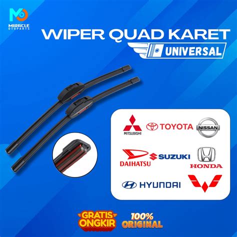 Jual Wiper Quad Blade Lapis Karet Universal Frameless Tanpa Rangka Besi Model Quad Karet PCS