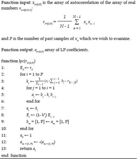 Levinson Durbin Algorithm 24 Download Scientific Diagram