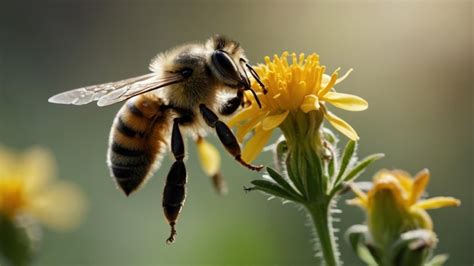 Ilustrar O Mutualismo Entre Uma Abelha E Uma Flor Em Flor Foto Premium
