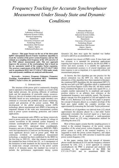 pdf frequency tracking for accurate synchrophasor measurement under