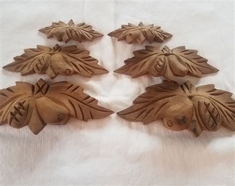 6 Antique Walnut Drawer Pulls Ready For Final Finish Etsy