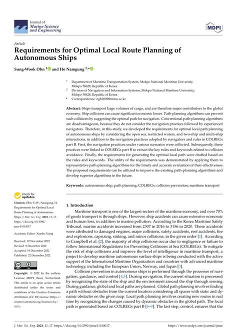 Pdf Requirements For Optimal Local Route Planning Of Autonomous Ships