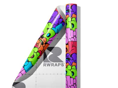 Rwraps™ Rainbow Bubbled Graffiti Vinyl Wrap Graffiti Print Car Wrap Film