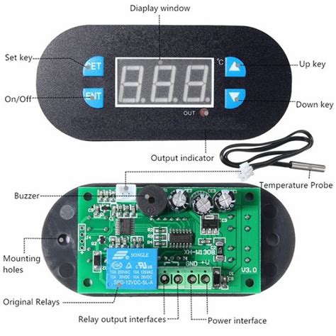 DIY Digital Thermostat Temperature Controller Adjustable Sensor Meter With Blue LED Dc12v Xd