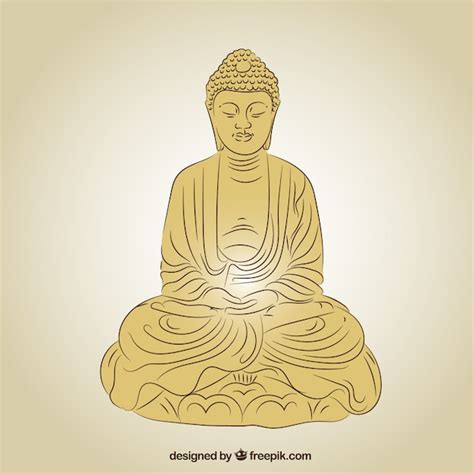 Statue Von Buddha In Der Goldenen Farbe Kostenlose Vektor