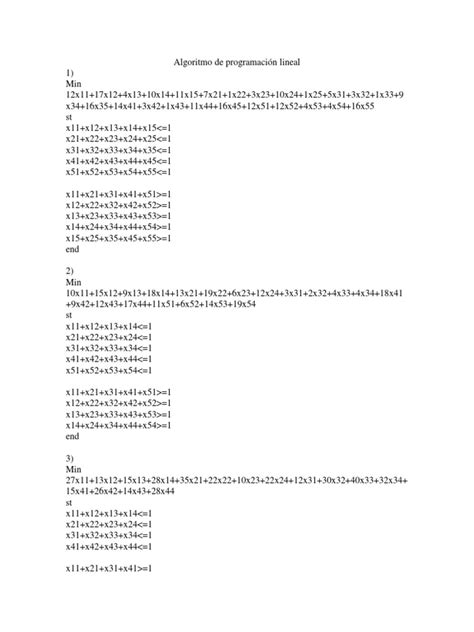 Algoritmo De Programación Lineal Pdf