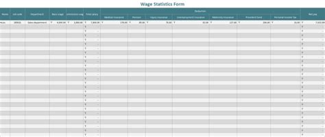 Excel Of Simple Wage Statistics Form Xlsx Wps Free Templates