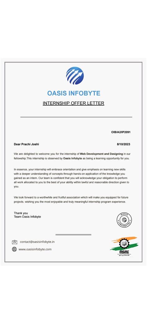 prachi joshi on linkedin oasisinfobyte webdevelopment internship