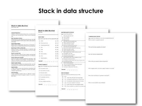 Stack In Data Structure Teaching Resources