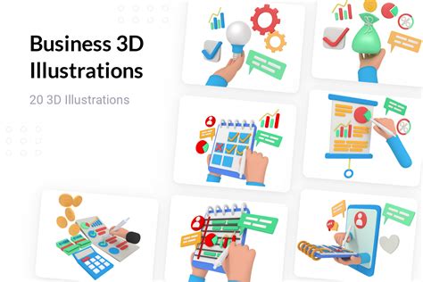 Obtén El Paquete De Negocio 3d Illustration Con 40 Recursos Gratis De