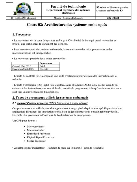 Cours 02 Descargar Gratis Pdf Microcontrôleur Processeur