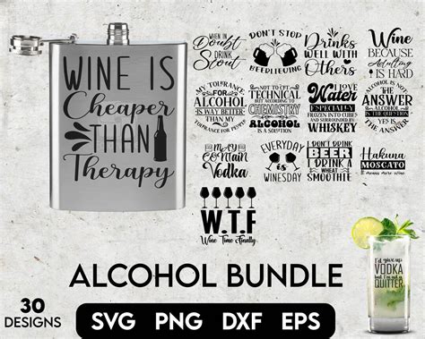 Alcohol Svg Bundle Funny Flask Sayings Svg Whiskey Quotes Svg Drinking Sarcasm Svg Flask Svg