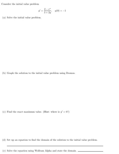 Solved Consider The Initial Value Problem Y E X Chegg
