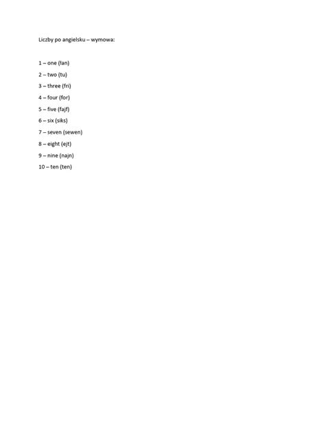 Angielskie Liczebniki Pdf