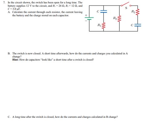 Solved In The Circuit Shown The Switch Has Been Open For Chegg