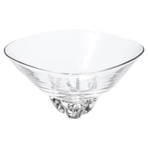 Mid Century Modernist Hand Blown Glass Bowl With Organic Base Signed