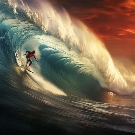 Premium Photo A Surfer Riding A Huge Wave