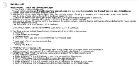Solved Hw Payroll Input And Formatted Output Create Chegg