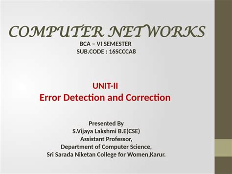 Computer Networks Error Detection And Correction Pptx Computer Networking Computing