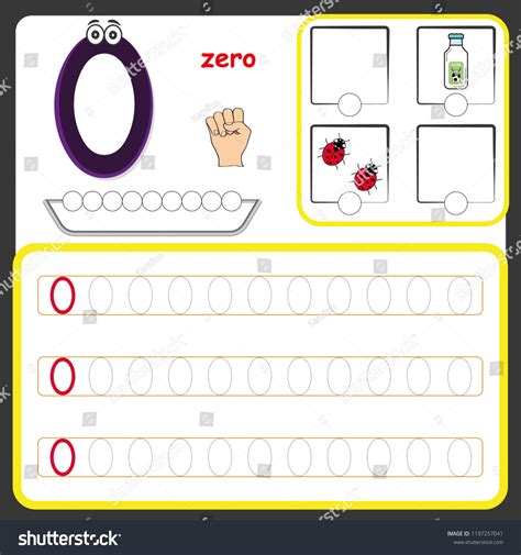 number cards counting writing numbers learning stock vector royalty