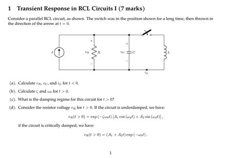 Solved Consider A Parallel Rcl Circuit As Shown The Switch