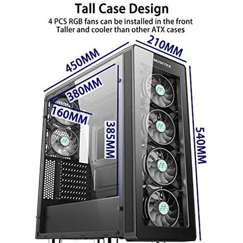 Musetex Atx Mid Tower Pc Gaming Case With Pcs X Argb Fans Pcs X