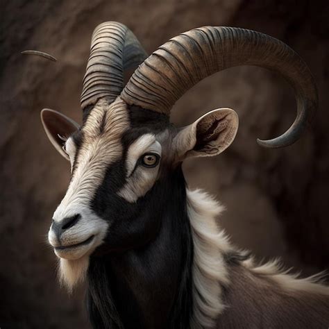 Premium Photo Goat Long Horns Ibex Cute Ai Generated Art