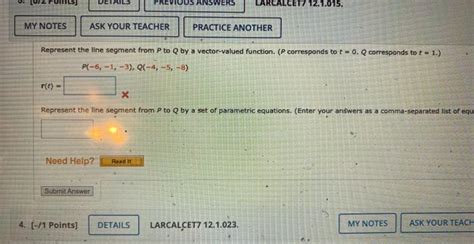 Solved Represent The Line Segment From P To Q By A Chegg