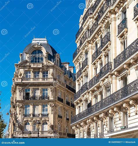Parisian Buildings On Square Des Batignolles With Typical Architecture